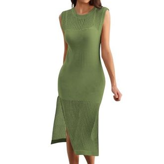 Generic Cache-maillot de bain en crochet pour femme - Robe de plage dos nu - Robe d&eacute;t&eacute; boh&egrave;me pour vacances de plage - Essentiels de vacances pour femme, Vert