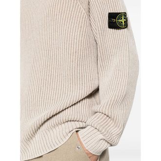 Stone Island Ribbed Cashmere Blend Sweater - Beige
