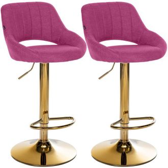 Clp Lot de 2 tabourets de bar Milet en tissu Violet m&eacute;tal or