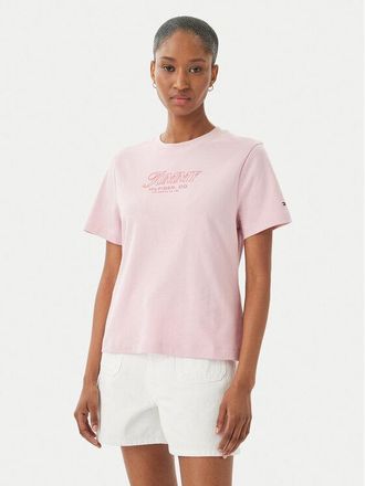 Tommy Hilfiger T-Shirt Logo Interlock WW0WW48707 Hellrosa Regular Fit