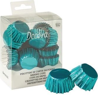 Decora 0339788 Bon Bon Sky Metallic Backförmchen, 27 x 17 mm, 180 Stück, zum Backen, Präsentieren und Verschenken von Muffins und Süßigkeiten, hitzebeständig
