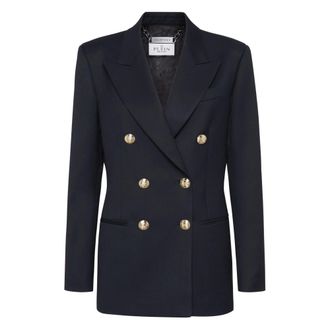 Philipp Plein Femme, Vestes, Bleu, Taille: 42 FR Double Breast Blazer