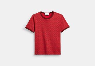 Coach Signature-Ringer-T-Shirt aus Biobaumwolle