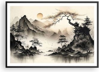 Arttor Poster Schwarzrahmen Deko 100x70cm Asien Japan Sicht Wandposter Art Prints Wanddeko Bild Wand Kunstdruck Wandbilder Dekoration Wohnzimmer Schlafzimmer