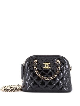 Chanel mini sac &agrave; bandouli&egrave;re matelass&eacute; CC Dome - Noir