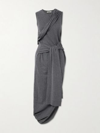 J.W.Anderson Maxikleid Aus Strick Mit Wickeleffekt Zum Binden - Grau