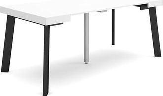 Skraut Home | Ausziehbarertisch | Multifunktionaler ausziehbarer | 180 | F&uuml;r 8 G&auml;ste | H&ouml;lzerne Beine | Moderner Stil | Wei&szlig; und Schwarz