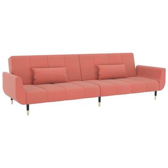 vidaXL Schlafsofa 2-Sitzer mit 2 Kissen Rosa Samt Vidaxl