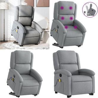 vidaXL Massagesessel mit Aufstehhilfe Hellgrau Stoff - Massage Stuhl - Elektrischer Liftstuhl - Fernsehsessel - Recliner - Bequeme Lounge Chair - Home &