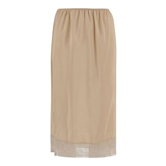 Carven Femme, Jupes, Beige, Taille: 40 FR Jupe en Soie avec Ourlet en Dentelle