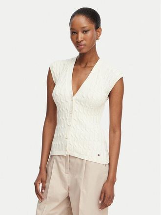 Tommy Hilfiger Weste Mid Gg Cable WW0WW50075 Creme Regular Fit
