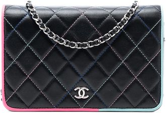 Chanel Hobo Bags - CC Quilted Lambskin Multicolor Border Full Flap Wa - Gr. unisize - in Schwarz - f&uuml;r Damen