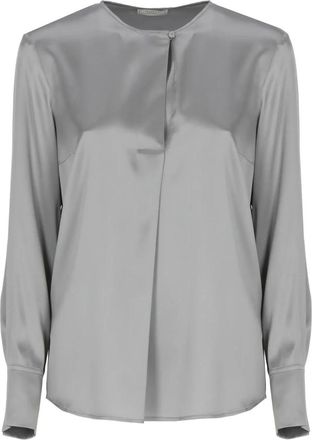 PESERICO Femme, Blouses et Chemises, Gris, Taille: 38 FR Chemisier en Soie &agrave; Encolure Ronde