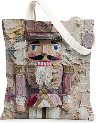 Generic Sacs fourre-tout en toile motif casse-noisette, sacs d&eacute;picerie r&eacute;utilisables, vintage, l&eacute;gers, lavables avec bandouli&egrave;re en toile, p&ecirc;che, 13x15 Inch