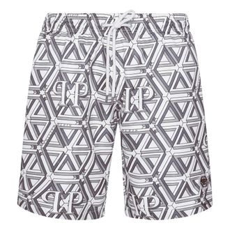 Philipp Plein Homme, Maillots de bain, Gris, Taille: L Swim Trunks Hexagon Monogram