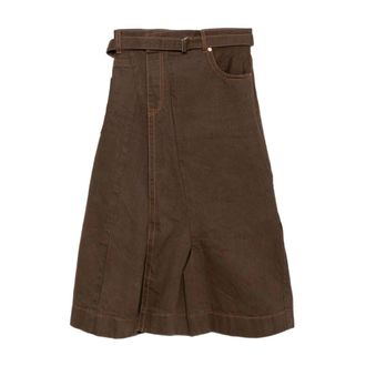 sacai Femme, Jupes, Brun, Taille: 40 FR Denim Midi Skirt