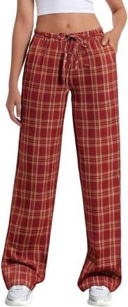 Generic Pantalon imprim&eacute; l&eacute;opard pour femme - Pantalon de pyjama &agrave; jambe large - Cordon de serrage - Coupe classique - Pantalon ample doux - Taille &eacute;lastique 