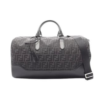 Fendi Pre-owned FF Jacquard Canvas Leather 2way Boston Bag - Homme - Pre-owned - Gris - Taille: ONE Size
