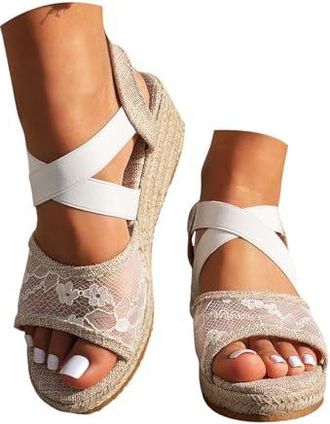 Generic Sandales d&eacute;t&eacute; habill&eacute;es pour femme - Espadrilles compens&eacute;es d&eacute;contract&eacute;es &agrave; talons hauts - Sandales d&eacute;t&eacute; d&eacute;contract&eacute;es - Sandales compens&eacute;es boh&egrave;me &agrave; 