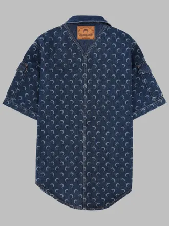 Marine Serre All-Over Print Denim Shirt - Blue