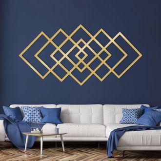 Generic Schwarzes, quadratisches geometrisches Wandbild aus Metall, gro&szlig;es luxuri&ouml;ses Wandbild aus Metall f&uuml;r B&uuml;ro oder Einweihungsparty, Moderne quadratische