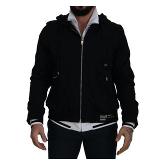 Dolce & Gabbana Stilvolle schwarze Polyester-Kapuzenjacke - - Sweatshirts & Hoodies - Herren - Schwarzk - 2XL
