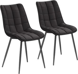 Woltu Chaises de Salle à Manger Lot de 2, Chaise de Cuisine Assise rembourrée en Similicuir épais Pieds en métal,Anthracite BH207an-2