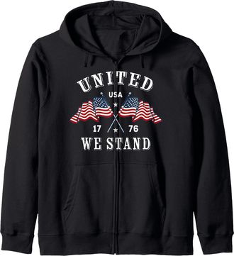 Trendy Apparel United We Stand USA 1776 Crossed Flags Kapuzenjacke