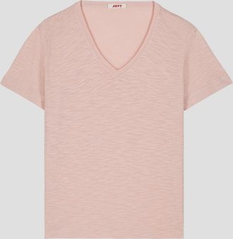 Jott T-shirt col V femme en coton P&ecirc;che clair Sonia - Taille XL