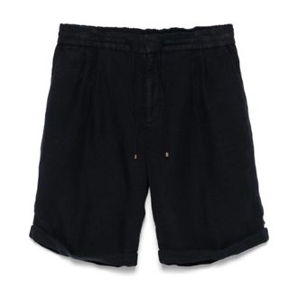 Brunello Cucinelli Homme, Shorts, Noir, Taille: S Pleated Linen Shorts