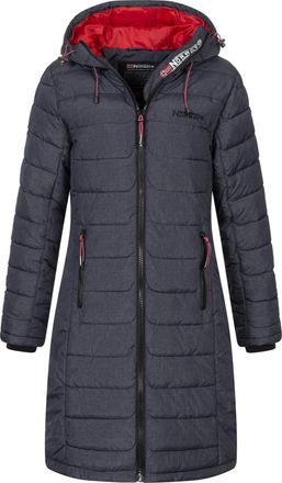 Geographical Norway Damen Winter Jacke Stepp Mantel Parka Lange Steppjacke Winterparka, Farbe:Navy, Gr&ouml;&szlig;e:S 36
