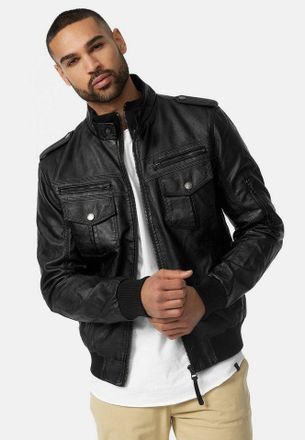 Indicode Lederimitatjacke Herren Pawel &Uuml;bergangsjacke Herrenjacke Kunstlederjacke mit Stehkragen
