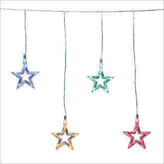 Hellum LED Lichtervorhang bunt mit 10 Deko Sternen, Lichtervorhang innen mit 10 Str&auml;ngen und 50 bunten LEDs, Lichterkette Fenster, Weihnachtsdeko Fenster 2,2