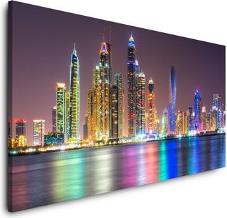 Paul Sinus Art Skyline von Dubai 120x 60cm Panorama Leinwand Bild XXL Format Wandbilder Wohnzimmer Wohnung Deko Kunstdrucke