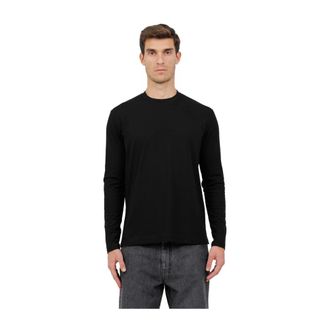 Mazzarelli Luxuri&ouml;ses Stretch-Baumwoll Langarm-T-Shirt - - Tops - Herren - Schwarzk - S