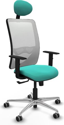 Piqueras y Crespo Drehstuhl mit Rollen Zulema mit 1D-Armen, h&ouml;henverstellbarer Lendenwirbelst&uuml;tze und festem Kopfteil, ausgestattet mit 3 Positionen und Schneidschaum, 