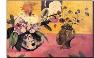 Annick Goutal Five-Seller Leinwand Berühmte Gemälde Stillleben Mit Kopfförmiger Vase Und Japanischem Holzschnitt Von Paul Gauguin Kunstreproduktion Auf Leinwand Kun