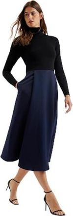 Ted Baker WMD-chira-Knit Bodice Dress with Wrap Skirt Robe daffaires décontractée, Noir, 36 Femme