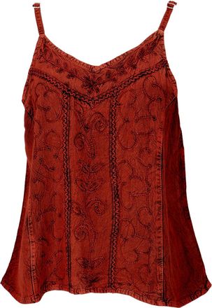 Guru Shop Besticktes Top Boho Chic, Lockeres Sommertop - Rot, Damen, Synthetisch