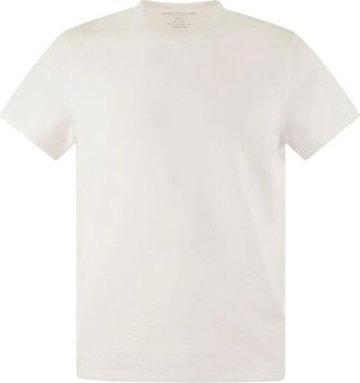 Majestic Filatures Homme, Tops, Blanc, Taille: S T-shirt ras du cou en coton