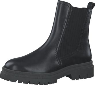 Marco Tozzi Damen Chelsea Boots aus Leder mit Absatz, Schwarz (Black/Khaki), 37