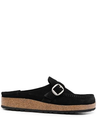 Birkenstock mules en daim &agrave; bout ferm&eacute; - Noir