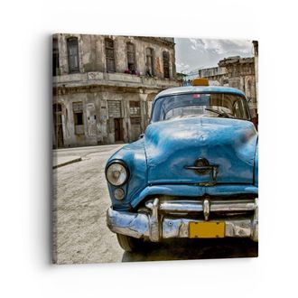 Arttor Bilder auf Leinwand Auto Retro Kuba Havanna Leinwandbild 30x30cm Wandbilder Dekoration Wohnzimmer Schlafzimmer K&uuml;che Deko Klein Wanddeko Bild Wand Kun