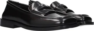 The Attico Womens Black Leather Slip-On Loafers
