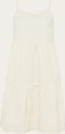 Knowledge Cotton Apparel Damen vegan Tr&auml;gerkleid Seersucker Egret Wei&Atilde;Y