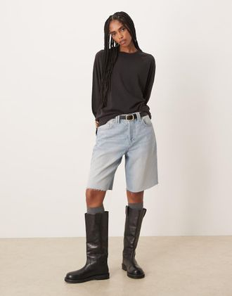 Free People Montana - Short effiloch&eacute; en jean - Bleu cowboy