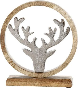 Gilde Holzkreis Hirsch Aluminium Mangoholz 28x25x0,5cm
