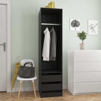 vidaXL Vidaxl - Garde-robe avec tiroirs Noir 50x50x200 cm Agglom&eacute;r&eacute;