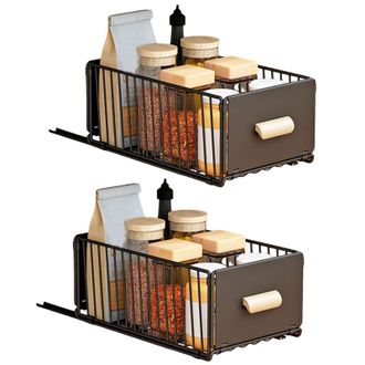 Generic Ausziehbarer Schrankorganizer mit Klebestreifen f&uuml;r Vorratskammer Unter Sp&uuml;le, Badezimmerorganizer und Aufbewahrung, Korb-F&uuml;hrungsschienen-Design, Sta