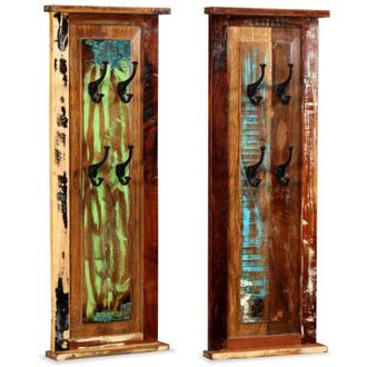 vidaXL Wandgarderobe 2 Stk. Altholz Massiv 38x100 cm - Vidaxl